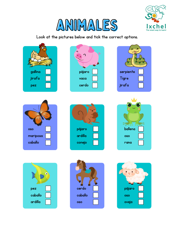The animals P-1-K-044 - spanish lessons online