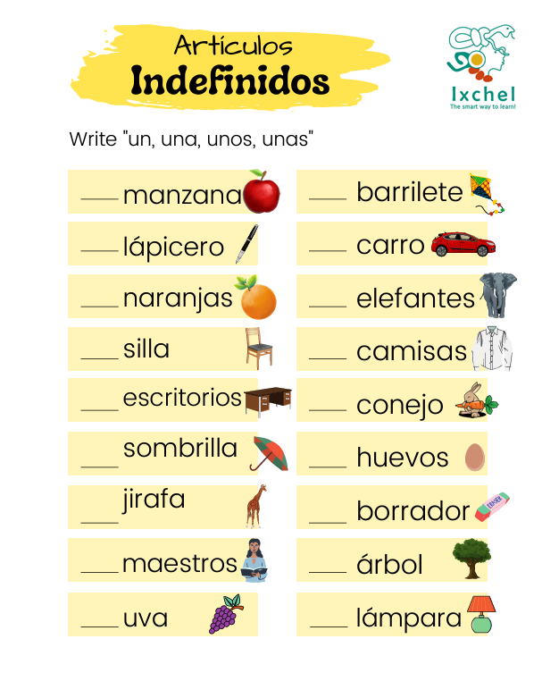 Indefinite articles P-1-K-056 - spanish lessons online