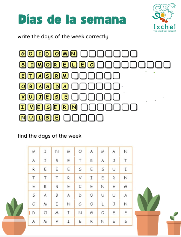 Days of the week P-1-K-090 - spanish lessons online