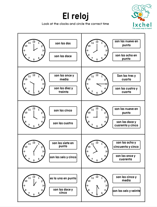 The clock P-1-K-065 - spanish lessons online