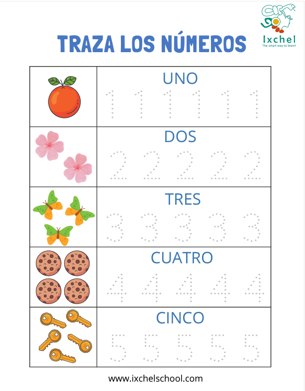 The numbers P-1-K-001 - spanish lessons online